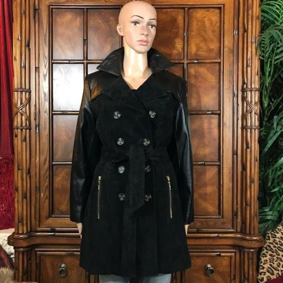 IMAN | Jackets & Coats | Iman Black Genuine Leather Suede Platinum ...